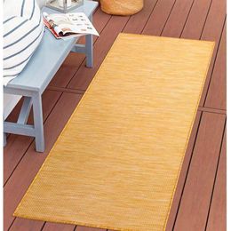 Outdoorteppich Carpet City "PALM 2778", gelb, B:80cm H:5mm L:150cm, Polypropylen, Teppiche, Outdoorteppich, L&auml;ufer, Wetterfest & UV-best&auml;ndig, f&uuml;r Balkon, Terrasse, K&uuml;che, flach