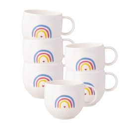 Villeroy & Boch Becher VILLEROY & BOCH "Henkelbecher Be Happy With Love 290 ml 6er Set bunt", bunt, Porzellan, Trinkgef&auml;&szlig;e, Becher