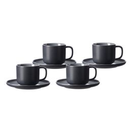 Ritzenhoff & Breker Tasse RITZENHOFF & BREKER "Kaffeetassen mit Untertassen Jasper 240 ml 4er Set", schwarz, 8 tlg., Keramik, Trinkgef&auml;&szlig;e, Tasse