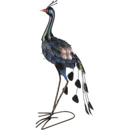 Tierfigur Gilde "Pfau", bunt, B:24cm H:57cm T:16cm, Metall, Dekofiguren, Tierfigur