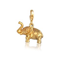 Charm-Einh&auml;nger NENALINA "Charm Anh&auml;nger Elefant Tier Reise Verziert 925 Silber" Gr. 25, gold, Charms, Damen, Blacklist, Silber 925 (Sterlingsilber), Charm-Einh&auml;nger