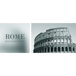 Leinwandbild queence "Rome", grau (farbe bild(er): grau), B:100cm H:40cm T:2cm, Canvas, Holzrahmen, Bilder, Leinwandbild, Premium-Leinwandstoff, Handarbeit aus Deutschland, Spruch, 2er Set
