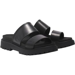 Sandale Timberland "CLAIREMONT WAY SLIDE SANDAL", Damen, Gr. 41 (9,5), schwarz (blk full gra), Leder, Schuhe Sandale