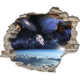 Wandtattoo queence "Astronaut", bunt, B:60cm H:50cm T:0,1cm, Wandtattoos, Wandtattoo, Wandsticker, Wandbild, selbstklebend, 3D, Wanddurchbruch