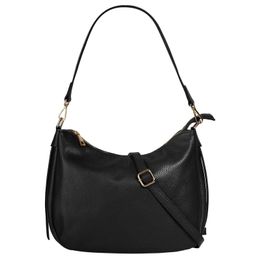 Umh&auml;ngetasche CLUTY, Damen, Gr. B/H/T: 31cm x 24cm x 7cm onesize, schwarz, Leder, leicht gl&auml;nzend, unifarben, Taschen Umh&auml;ngetasche, echt Leder, Made in Italy