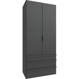 Faltt&uuml;renschrank wimex "Oxford by fresh to go, in der Breite 100cm, in 2 H&ouml;hen erh&auml;ltlich", grau (grafit), Schr&auml;nke, Grafit, B/H/T: 100cm x 236cm x 58cm, Schubladen: 3 Stk. T&uuml;ren: 2 Stk. ohne Spiegel, Holzwerkstoff, Faltt&uuml;renschrank, mit hochwertigen Faltt&uuml;ren f&uuml;r den perfekten &Uuml;berblick, B:100cm H:236cm T:58cm