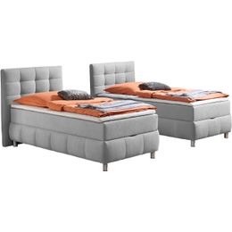 Boxbett Home Affaire "Marvao inkl. Bettkasten und Topper", hellgrau, B:104cm L:210cm, Komplettbetten, Boxbett, Boxbett mit Bettkasten, inkl. Topper