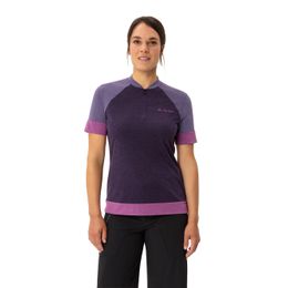 Funktionsshirt Vaude "WOMEN'S ALTISSIMO Q-ZIP SHIRT", Damen, Gr. 44, lila (eggplant), Obermaterial: 88% Polyester, 12% Wolle, Shirts Funktionsshirt, speziell f&uuml;r Radsport, mit kleiner Rei&szlig;verschlusstasche am R&uuml;cken