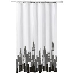 Duschvorhang ADOB "City", wei&szlig;, B:180cm H:200cm, Polyester, Duschvorh&auml;nge, Duschvorhang, H&ouml;he 200 cm, waschbar, inkl. 12 Vorhangringe