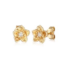 Paar Ohrstecker Elli "Ohrringe Bl&uuml;te Blume Flower Zirkonia 925 Silber" Gr. 8, gold, Ohrringe, Damen, mit Stein, Silber 925 (Sterlingsilber), Paar Ohrstecker