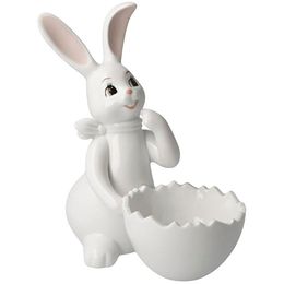 Osterhase Goebel "Figur Hase mit Schale Snow White - Cute Girl", wei&szlig;, B:13,5cm H:16cm T:7cm, Porzellan, Dekofiguren, Osterhase, Osterfigur, Dekofigur, Ostern, Osterdekoration