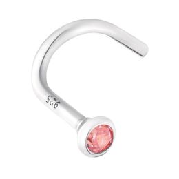 Nasenpiercing Amor "Schmuck Geschenk Piercing K&ouml;rperschmuck Silber Pink Sparkle", bunt (silberfarben, rosa, rosa), Piercings, Damen, 2mm, Silber 925 (Sterlingsilber), Nasenpiercing