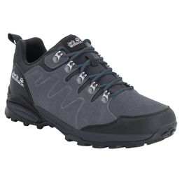 Wanderschuh Jack Wolfskin "REFUGIO TEXAPORE LOW M", Herren, Gr. 44,5, grau, schwarz, Leder, Textil, Schuhe Wanderschuh, wasserdicht, Trekkingschuh