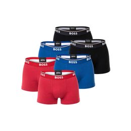 Boxershorts BOSS "Boxershort Trunk 3P Power 6er Pack", Herren, Gr. M, bunt (rot, blau, schwarz), Obermaterial: 95% Baumwolle CO. 5% Elasthan EL., Unterhosen Boxershorts
