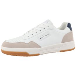 Keilsneaker Tom Tailor, Herren, Gr. 43, wei&szlig; (wei&szlig;, beige), Lederimitat, Schuhe Keilsneaker, Freizeitschuh, Halbschuh, Schn&uuml;rschuh mit Lochmuster