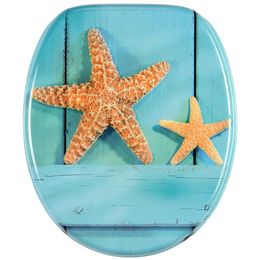 WC-Sitz Sanilo "Starfish", bunt (t&uuml;rkis, orange), B:37,7cm L:47cm, MDF - Mitteldichte Holzfaserplatte, WC-Sitze, WC-Sitz, mit Absenkautomatik