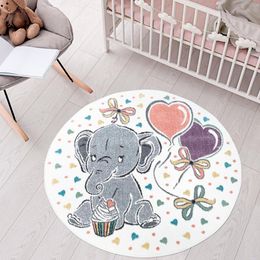 Kinderteppich Carpet City "ANIME896", beige (creme), H:11mm &Oslash;:120cm, Polypropylen (PP), Teppiche, Kinderteppich, Kinderzimmer Teppich Modern mit lustigen Cartoon-Figuren, Multi