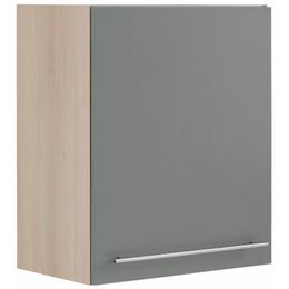 H&auml;ngeschrank Optifit "Bern", grau (basaltgrau, akaziefarben), B:60cm H:70,4cm T:34,9cm, Schr&auml;nke, H&auml;ngeschrank, Breite 60 cm, 70 cm hoch, mit 1 T&uuml;r, mit Metallgriff