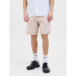 Jack & Jones Chinohose JACK & JONES "JPSTMARCO ERIK CHINO SHORT MID", Herren, Gr. XL, N-Gr, gelb (moonbeam), Web, Obermaterial: 98% Baumwolle, 2% Elasthan, unifarben, regular fit normal, Hosen Chinohose