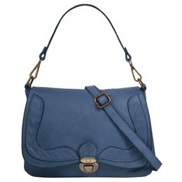 Umh&auml;ngetasche Samantha Look, Damen, Gr. B/H/T: 28cm x 21cm x 7cm onesize, blau, Leder, Taschen Umh&auml;ngetasche, echt Leder, Made in Italy