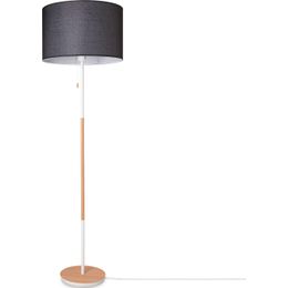 Paco Home Stehlampe "EK CA UNI COLOR", schwarz (schwarz natur wei&szlig;), &Oslash; 45,5cm H: 157cm, Leuchten, Stoffschirm Wohnzimmer Skandi Standleuchte E27 Einfarbig Stofflampe, Stehlampe