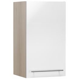 H&auml;ngeschrank Optifit "Bern", wei&szlig; (wei&szlig; hochglanz, akaziefarben), B:40cm H:70,4cm T:34,9cm, Schr&auml;nke, H&auml;ngeschrank, Breite 40 cm, 70 cm hoch, mit 1 T&uuml;r, mit Metallgriff