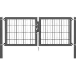 Zaundoppelt&uuml;r Alberts "Flexo Plus", grau (anthrazit), B:200cm H:80cm, Stahl, Tore, Zaundoppelt&uuml;r, anthrazit, verschiedene Abmessungen