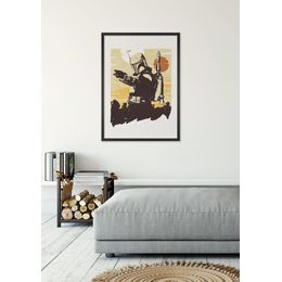Wandbild Komar "Star Wars Boba Fett Illustration Target", schwarz (farbe bild(er): orange,schwarz), Disney, 1 Stk., Vlies, Bilder, Wandbild, 40 x 50 cm (Breite x H&ouml;he) - Kinderzimmer, Dekoration