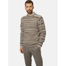 Rundhalspullover Babista "Pullover MODAORO", Herren, Gr. 54, grau (beige gestreift), Obermaterial: 53% Polyacryl PAN. 33% Polyamid PA. 14% Wolle mw., Pullover Rundhalspullover
