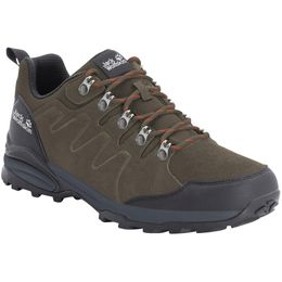 Wanderschuh Jack Wolfskin "REFUGIO TEXAPORE LOW M", Herren, Gr. 47,5, gr&uuml;n (khaki, phantom), Leder, Textil, Schuhe Wanderschuh, wasserdicht, Trekkingschuh