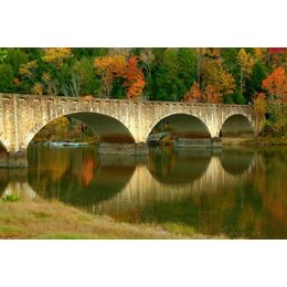 Fototapete papermoon "Br&uuml;cke &uuml;ber Fluss", bunt, B:2,5m L:1,86m, Vlies, Tapeten, Fototapete
