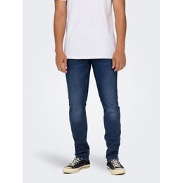 Only & Sons Regular-fit-Jeans ONLY & SONS "ONSWEFT REG 7900 EY BOX JEANS NOOS", Herren, Gr. 33, L&auml;nge 32, blau schwarz denim, Denim/Jeans, Obermaterial: 50% Baumwolle, 30% Polyester, 18% Viskose, 2% Elasthan, Abriebeffekte, regular fit lang, Jeans Regular-fit-Jeans, Baumwollmischung, regular fit
