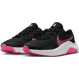 Fitnessschuh Nike "LEGEND ESSENTIAL 3", Damen, Gr. 38, schwarz-wei&szlig; (schwarz, pinksicle, particle, grau), Textil, Schuhe Fitnessschuh