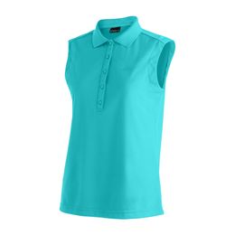 Poloshirt Maier Sports "Ulrike sleeveless", Damen, Gr. 40, blau (raucht&uuml;rkis), 100% Polyester, Shirts Poloshirt, Damen Polo, leichtes Shirt, &auml;rmelloses Funktionsshirt, Regular Fit
