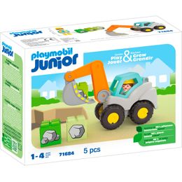 Konstruktions-Spielset Playmobil "Schaufelbagger (71684), JUNIOR", bunt, Spielbausteine, Baby, Kunststoff, Konstruktions-Spielset, Made in Europe