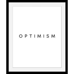 Bild queence "Optimism", schwarz (farbe rahmen: schwarz, farbe bild(er): schwarz), B:50cm H:70cm T:3cm, Acrylglas, Holz, Papier, Bilder, Bild, HD Premium Poster-Druck inkl. Holzrahmen