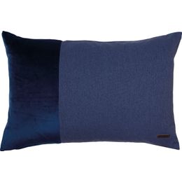 Dekokissen Esprit "Harp", blau (dunkelblau, unifarben), B:58cm L:38cm, Polyester, Dekokissen_Sitzkissen_Kissenh&uuml;llen, Dekokissen, mit Keder und Applikation, Kissenh&uuml;lle ohne F&uuml;llung, 1 St&uuml;ck