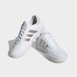 Sneaker adidas Sportswear "COURT PLATFORM", Damen, Gr. 37, wei&szlig; (cloud wei&szlig;, champagne metallic, aluminium), Synthetik, Schuhe Sneaker
