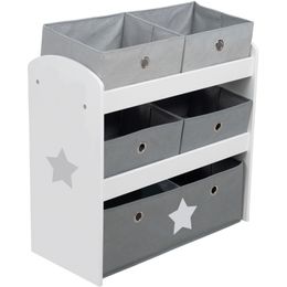 Kinderregal Roba "Stars, grau", Kinder, Gr. B/H/T: 64cm x 67cm x 30cm, offene F&auml;cher, grau, MDF, Regale Kinderregal, inklusive 5 Stoffboxen in 2 Gr&ouml;&szlig;en