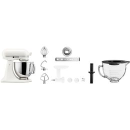 KitchenAid K&uuml;chenmaschine "5KSM125EPL", porzellan, B:2,1cm H:34,3cm T:33,8cm, K&uuml;chenmaschinen, Set aus K&uuml;chenmaschine mit Glassch&uuml;ssel und Fleischwolf, K&uuml;chenmaschine