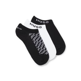 Sneakersocken HUGO UNDERWEAR "3P AS SLANTMONO CC W", Damen, Gr. 35-38, schwarz (schwarz 001), Baumwollmischung, elastisch, Socken Sneakersocken, mit Logo Details