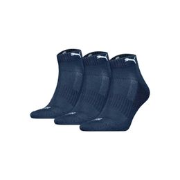 Kurzsocken Puma "Socken Cushioned Quarter 3P 3er Pack", Damen, Gr. 35-38, blau, Obermaterial: 82% Baumwolle CO. 16% Polyester PES. 1% Elasthan EL. 1% Polyamid PA., Socken Kurzsocken