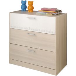 Schubkastenkommode Parisot "Charly", wei&szlig; (akaziefarben, wei&szlig;), B:78cm H:82cm T:40cm, Sideboards, Schubkastenkommode