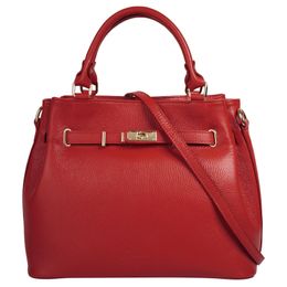 Henkeltasche Samantha Look, Damen, Gr. B/H/T: 34cm x 27cm x 17cm onesize, rot, Leder, leicht gl&auml;nzend, unifarben, Taschen Henkeltasche, echt Leder, Made in Italy, ger&auml;umige Henkeltasche mit Smartphonefach
