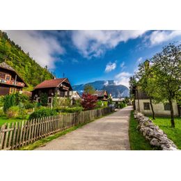 Fototapete papermoon "ALPEN-DORF im Gebirge", bunt, B:3,5m L:2,6m, Vlies, Tapeten, Fototapete