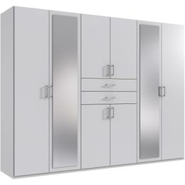 Kleiderschrank wimex "Diver Dreht&uuml;renschrank mit Spiegel, 180, 225 o. 270cm breit", wei&szlig; (wei&szlig;, griffe alu), B:270cm H:207cm T:58cm, Schr&auml;nke, Kleiderschrank, Bestseller Schlafzimmerschrank wahlweise 3 Innenausstattungen