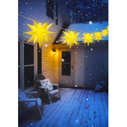 IC WINTERWORLD LED-Lichterkette "Weihnachtsdeko aussen", gelb, Dioden 10 Stk. Flammen 10 Stk., Kabell&auml;nge 1m x Gesamtl&auml;nge 4,15m, Lichterketten, Sterne mit 19 Spitzen, ca. 12 cm gro&szlig;, LED-Lichterkette