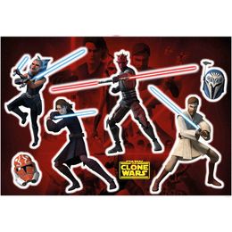 Wandtattoo Komar "Clone Wars Showdown - Gr&ouml;&szlig;e 100 x 70 cm", bunt, B:100cm H:70cm, Folie, Wandtattoos, Wandtattoo, selbstklebend, Wandsticker, Kinderzimmer