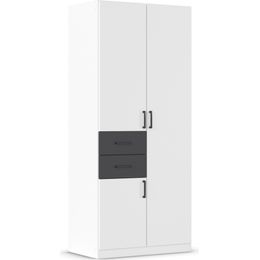 Dreht&uuml;renschrank Rauch "Kleiderschrank Schrank Garderobe MAIKA mit Dekor-Front", wei&szlig; (alpinwei&szlig;, graumetallic), B:91cm H:210cm T:54cm, Holzwerkstoff, Schr&auml;nke, Dreht&uuml;renschrank, 2 Schubladen, in verschiedenen Breiten, H&ouml;hen, Farben, MADE IN GERMANY