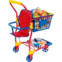 Spiel-Einkaufswagen BAYER, bunt, Kinder-Einkaufswagen, KinderB:50cm H:63,5cm T:31cm, Kunststoff, Metall, Spiel-Einkaufswagen, mit lebensechten Spiellebensmitteln, B:50cm H:63,5cm T:31cm